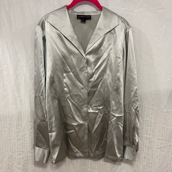 Vintage | Tops | Vintage Silver Silk Blouse | Poshmark